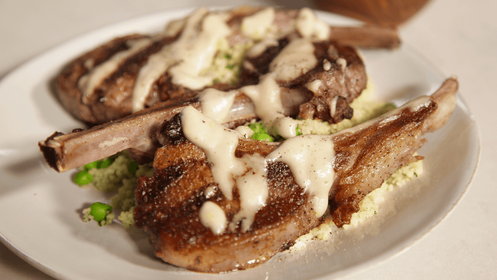 Moroccan Lamb Chops with Green Couscous and Tahini | Hurom Recipes